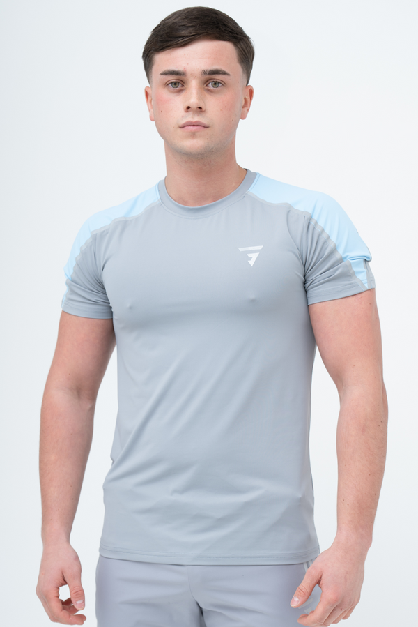 GRIID Reflect Tee - Light Grey/Sky Blue