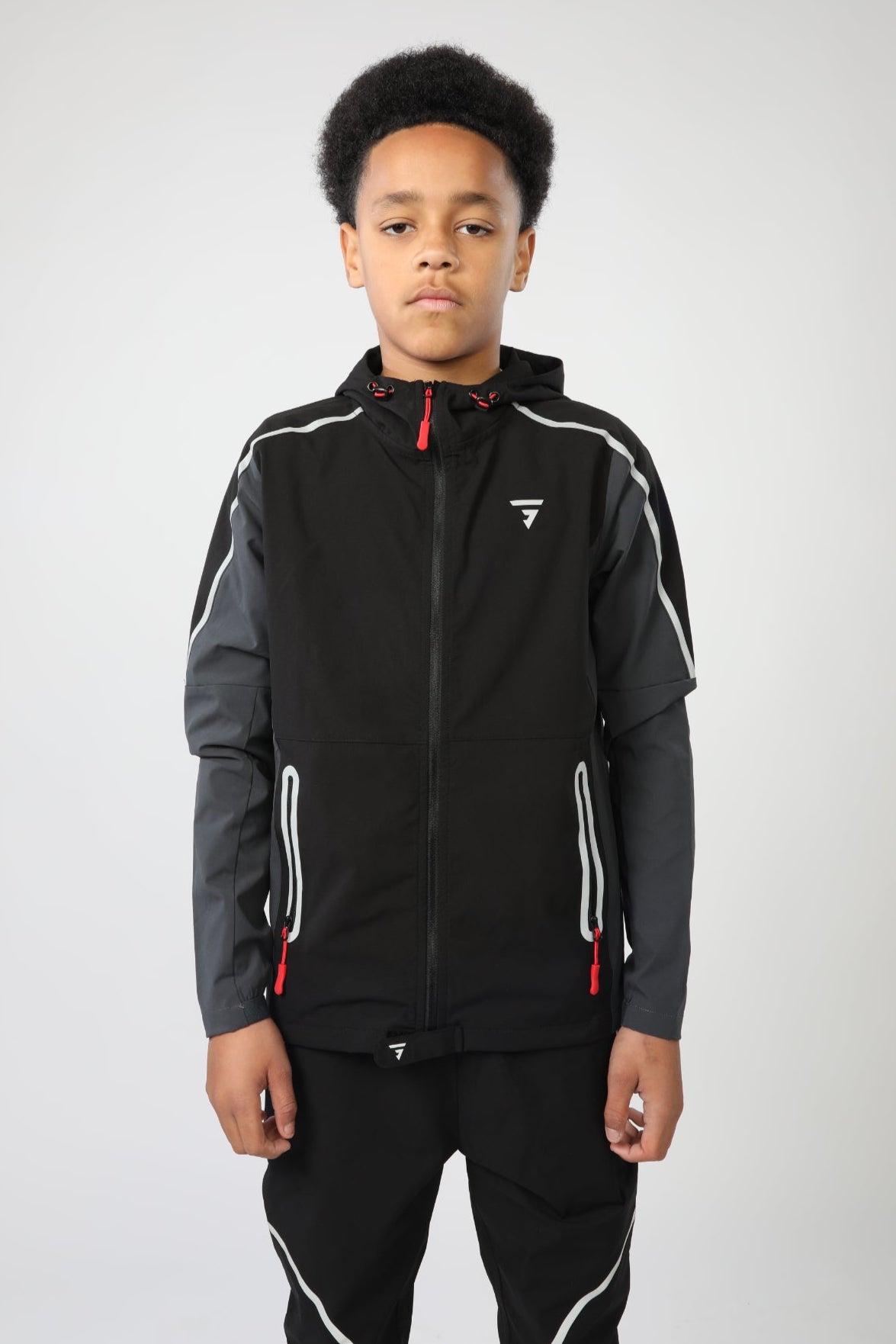 Junior Reflect Tracksuit - Black/Charcoal/Red – GRIID